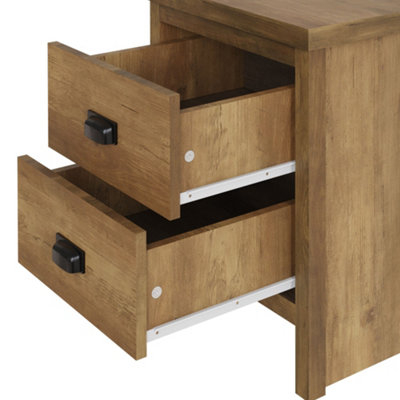 GFW Boston 2 Drawer Bedside Table Knotty Oak