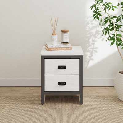 GFW Boston 2 Drawer Bedside Table White