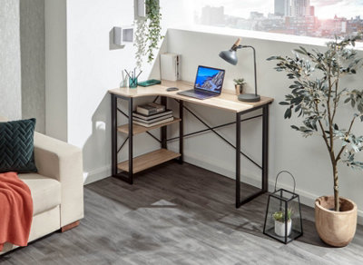 GFW Bramwell Folding Corner Desk Sonoma Oak - Left