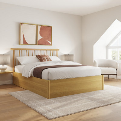 GFW Fusum 135cm Spindle Ottoman Bed Oak