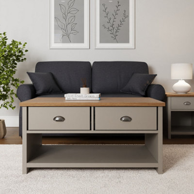 GFW Lancaster 2 Drawer Coffee Table Grey