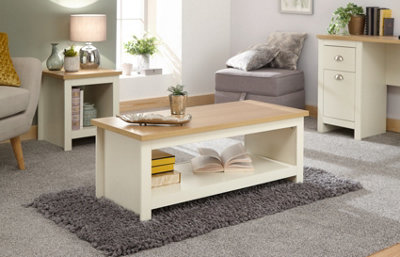 GFW Lancaster Coffee Table with Shelf Cream