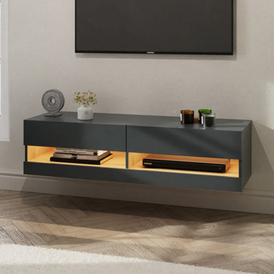 GFW Leon 120cm Wall TV Unit with LED Anthracite