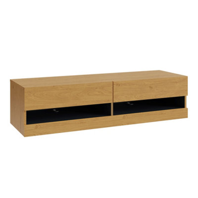 GFW Leon 120cm Wall TV Unit with LED Oak