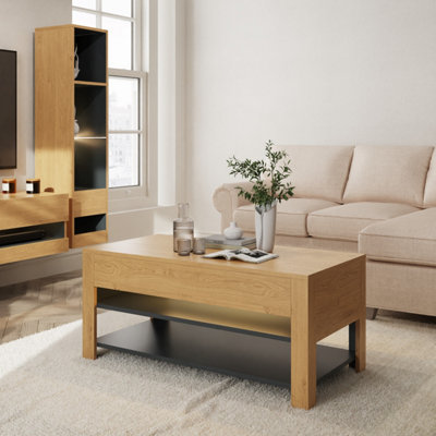 GFW Leon Coffee Table with LED Oak/Anthracite Oak