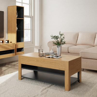 GFW Leon Coffee Table with LED Oak/Anthracite Oak