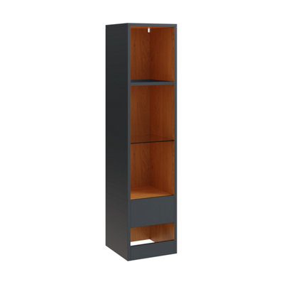 GFW Leon Tall Shelf Unit with LED Anthracite/Oak Anthracite