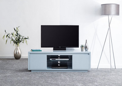 GFW Polar High Gloss LED Large TV Unit Grey | DIY at B&Q