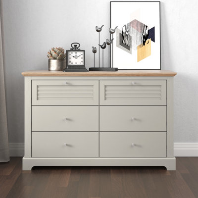 GFW Salcombe 3+3 Drawer Chest Light Grey | DIY at B&Q