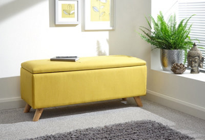 GFW Secreto Ottoman Storage Bench Mustard