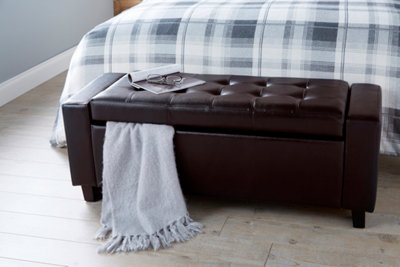 Leather storage bench store