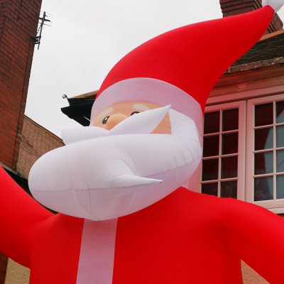 GIANT: 20ft (6m) Outdoor Inflatable Lit Christmas Santa with Raised Arm ...