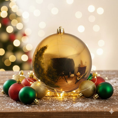Giant Gold Christmas Tree Bauble 20cm Round Xmas Tree Decoration
