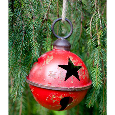 Giant Metal Christmas Bauble Decoration with Star Design (Red) | DIY at B&Q