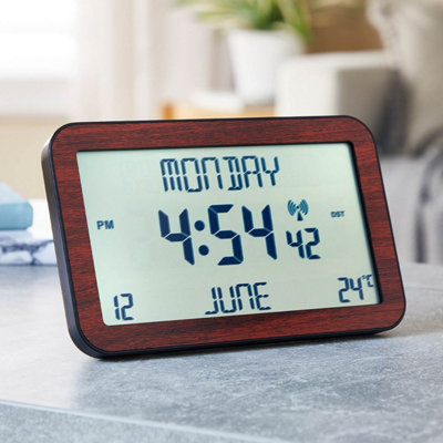 Giant Radio-Controlled Clock, Large LCD Display, Day Month Temperature ...