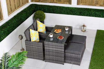 Giardino 2 - 4 Seater Cube Bistro Table and Chairs Set 2 - Garden Table and Chairs Patio ...