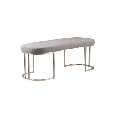 Gilden Bench with Curved Base - Metal/Wood/Synthetic/Textile - L45 x ...