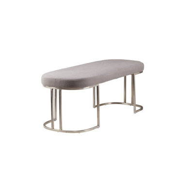 Gilden Bench with Curved Base - Metal/Wood/Synthetic/Textile - L45 x ...