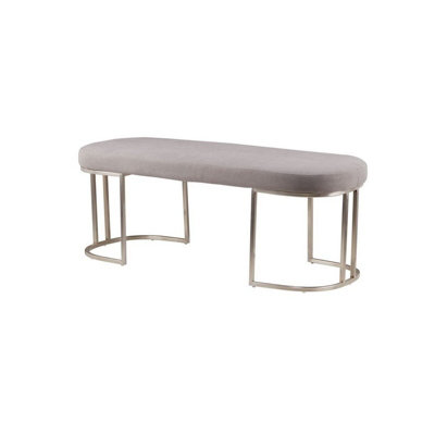 Gilden Bench with Curved Base - Metal/Wood/Synthetic/Textile - L45 x ...