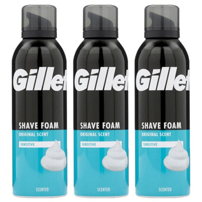 Gillete Shaving Foam Sensitive Skin Original Scent Clean Shave 200ml x 3