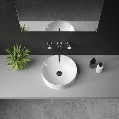 Gilpin Stone Round Counter Top Basin 400 - Matt White