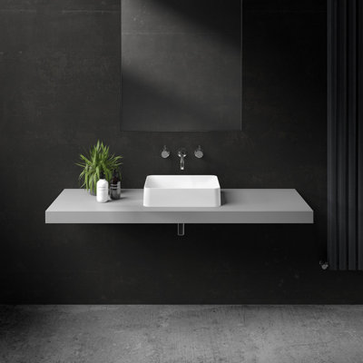Gilpin Stone Square Counter Top Basin 450 - Matt White