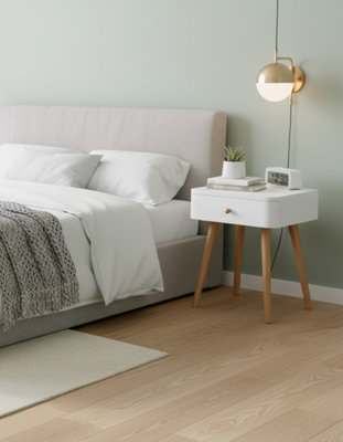 Gina Mid Century Modern Two-Tone Bedside Table,White