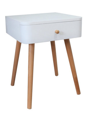 Gina Mid Century Modern Two-Tone Bedside Table,White