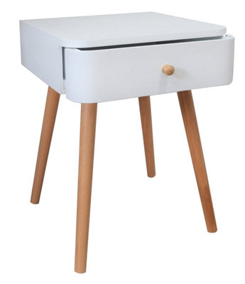 Gina Mid Century Modern Two-Tone Bedside Table,White