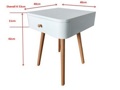 Gina Mid Century Modern Two-Tone Bedside Table,White