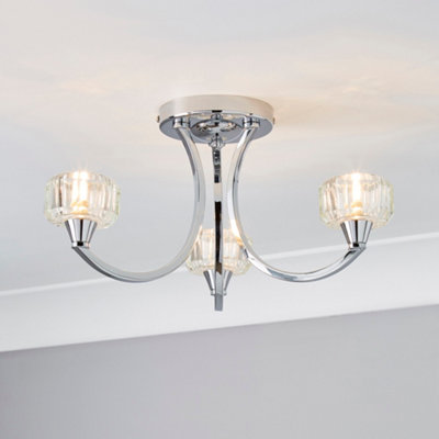 Gina Silver Effect 3 Lamp Ceiling Light