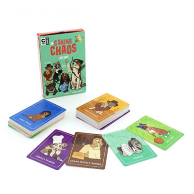 GINGER FOX DOG CHAOS CARD GAME, DOG DOMINOES, AND CELEBRITY DOGS PUZZLE SET