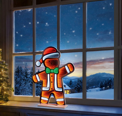 Gingerbread Christmas Infinity Mirror Light Decoration Premier LED ...