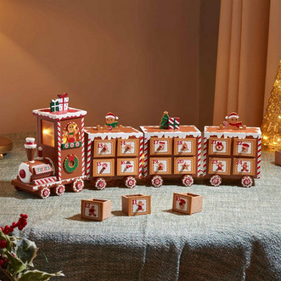 Gingerbread Express Wooden Train - Hand-Painted Christmas Decoration 50cm
