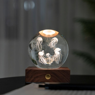 Gingko 3D Laser Amber Crystal Light, Jellyfish