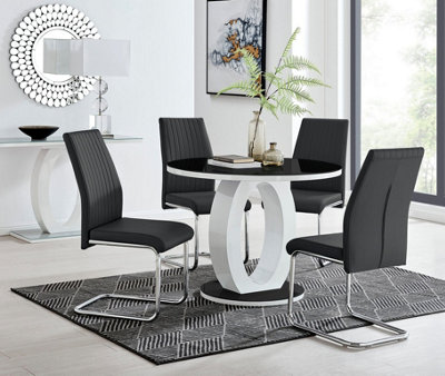 Giovani Round 4 Seat 100cm White High Gloss Unique Halo Base Black ...