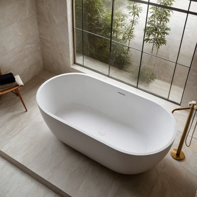 Girona Matt White Freestanding Stone Bath 1800mm