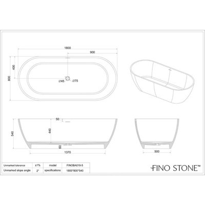 Girona Matt White Freestanding Stone Bath 1800mm