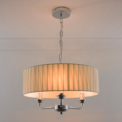 Giulia 3 Light Chrome Chandelier and Cream Shade