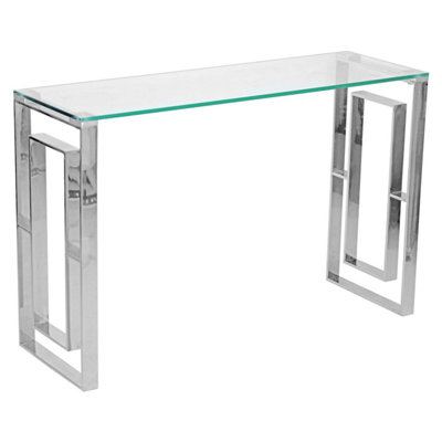 Glass Console Table Stainless Steel Legs Entryway Hallway Living Room ...