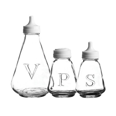 Glass Cruet Set Vinegar Salt Pepper Dispenser Bottles Plastic Lid ...