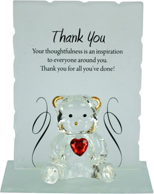 Glass Crystal Bear Gift Ornaments Set Poem Poetic Writing Message Thank You