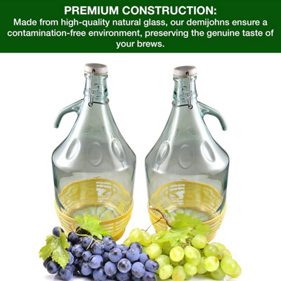 Glass Demijohn Set with Swing Cap & Protective Basket - 4 x 5L Natural ...