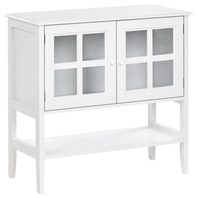 Glass Display Sideboard with Shelf INLET 80 cm White
