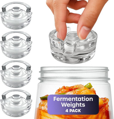 Glass Fermentation Weights - 4 Heavy-Duty Wide Mouth Fermenting Weights ...