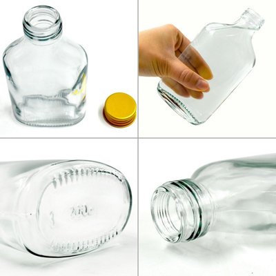 Glass Flask Bottles 200ml - 10 Pack with Gold Screw Lid Labels, and Pen ...