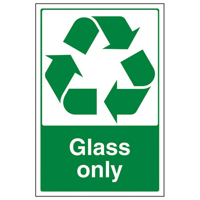Glass Only Recycling Sign - Portrait - Adhesive Vinyl - 200x300mm (x3)