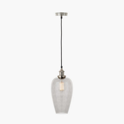 Glass Pendant Ceiling Light with Antique Silver Metal Chain Pendant