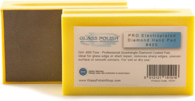GLASS POLISH PRO Diamond Hand Polishing Pad, 400 Grit Foam Sanding ...