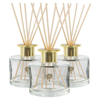 Glass Reed Diffusers - 200ml - Lemongrass - Pack of 3 | DIY at B&Q